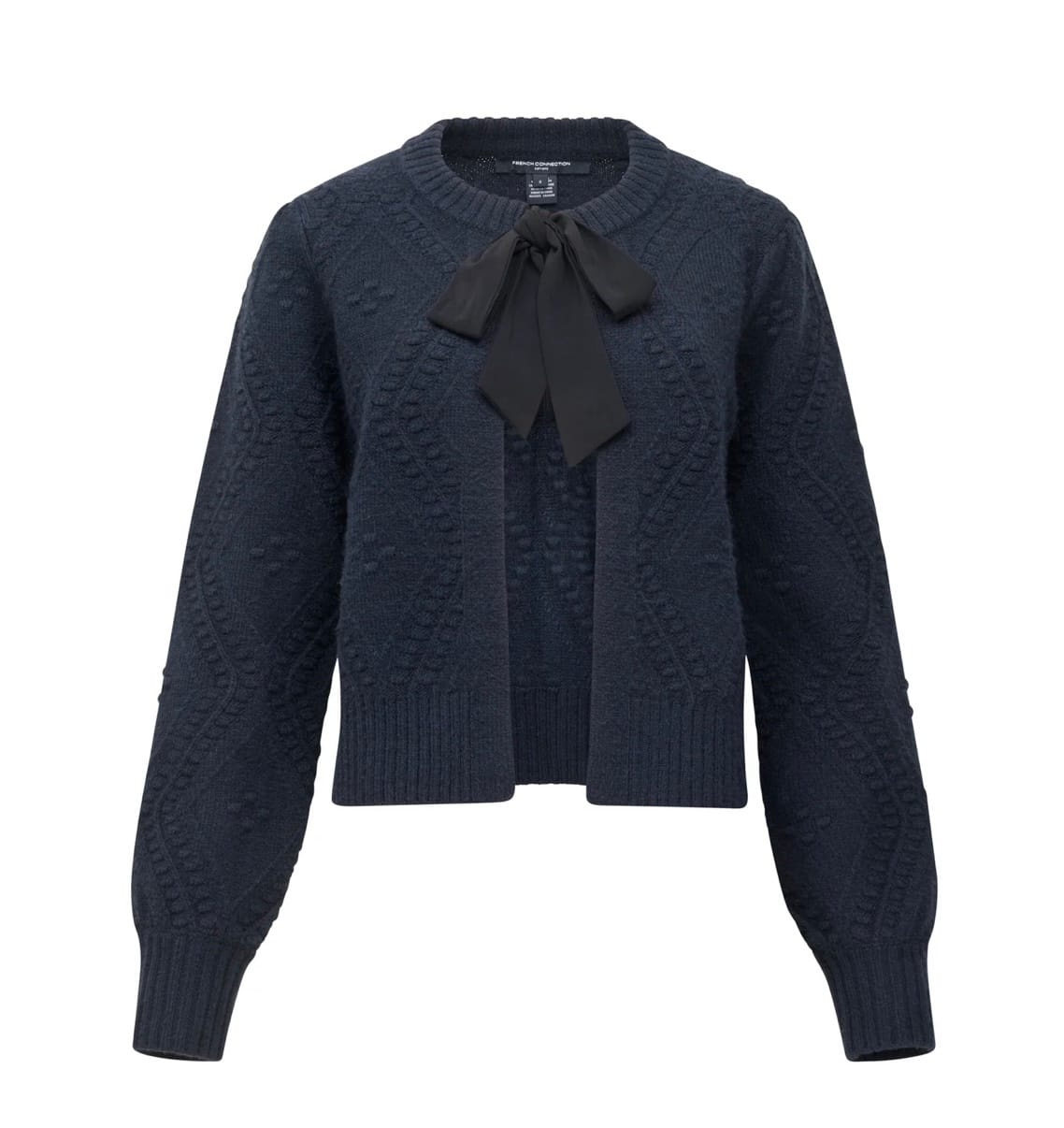 French Connection Kitty Recycled Bobble Bow Cardigan Navy/Black – RYK ...